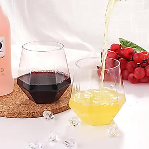 32 Pcs 12 oz Stemless Disposable Wine Cups Plastic Unbreakable Gold Wine Glasses Shatterproof Reusable Whiskey Cocktail Glass For Party