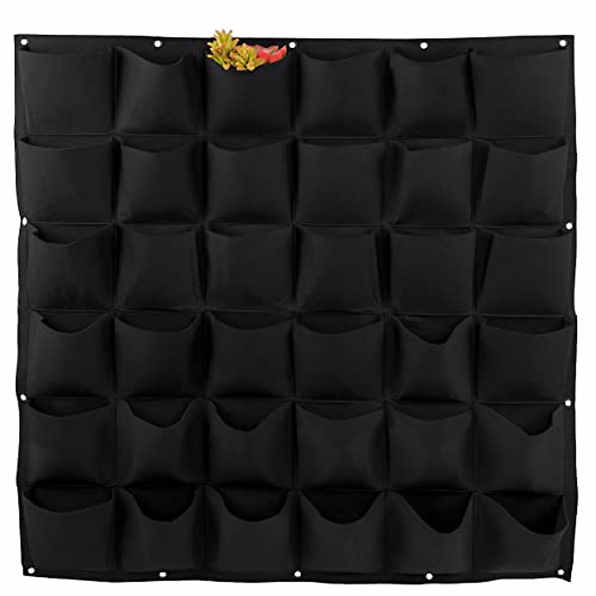 7Penn 36 Pocket Vertical Planter, Black - 38in x 38in Felt Vertical Wall Planter Outdoor Herb Vegetable Hanging Garden