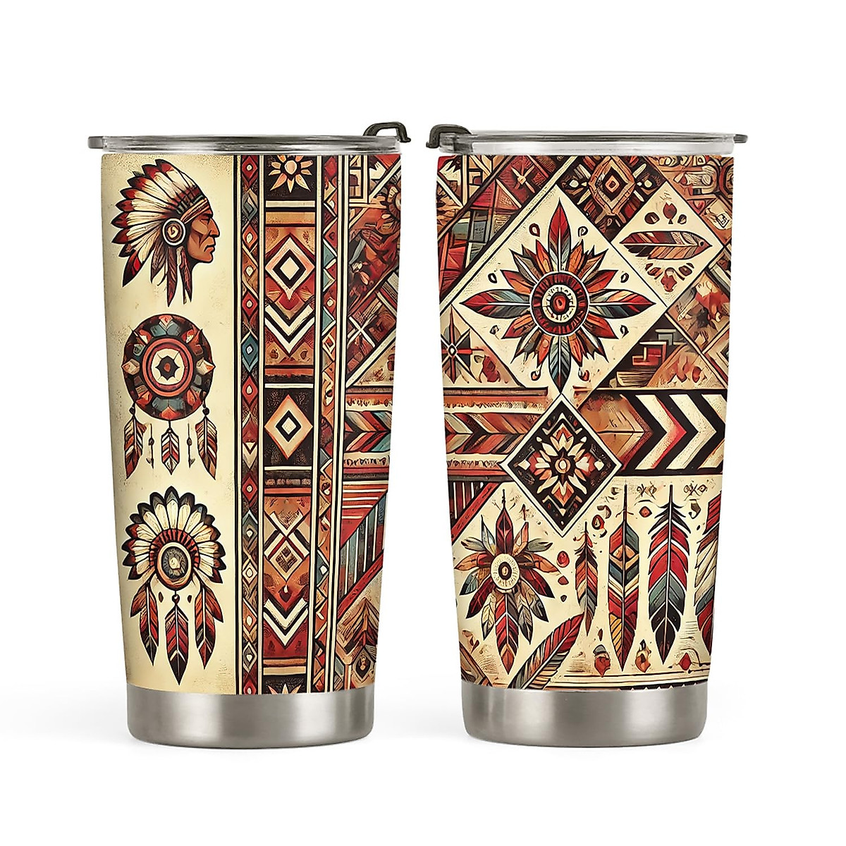 20oz Dreamcatcher Native American Tumbler, Native American Indian Gifts, Coffee Thermos for Women, Men, Stainless Steel Double Wall Vacuum Insulated Coffee Mug, Travel Cup with Lid