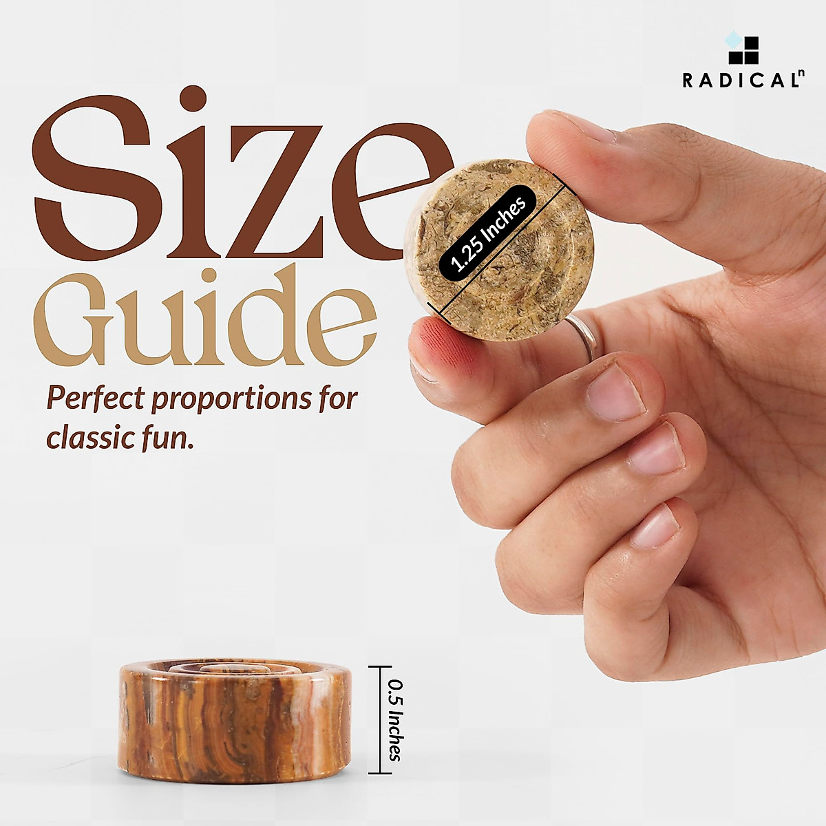 Radicaln Marble Checker Figures 1.25'' Inches Red and Coral Handmade Checkers Board Game in Sports & Outdoors Draughts Checkers Pieces for Outdoor Games