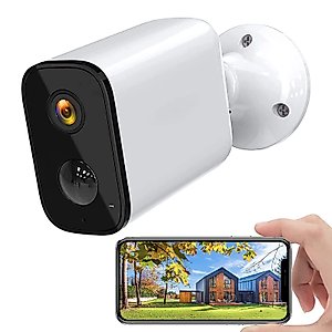 Taomech ElecEye Security Camera Outdoor,WiFi Wireless Battery Powered Home Security Camera with Motion Detection,2-Way Audio,Night Vision,Remote Access and SD Storage,White(AP35)