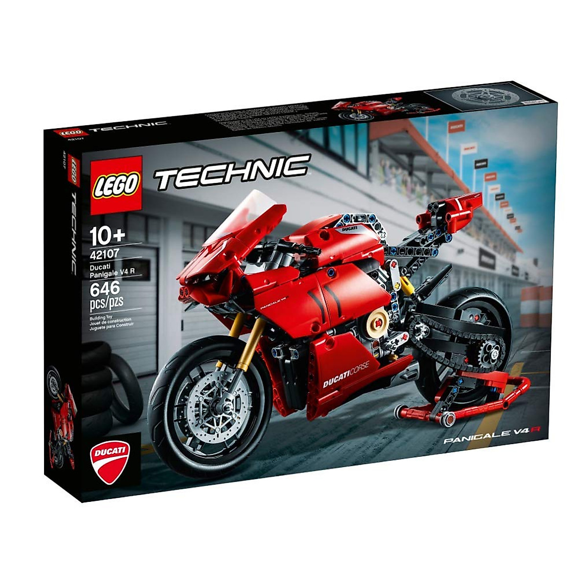 LEGO Technic: Ducati Panigale V4 R 42107 (646 Pieces) 2020 with Valinor Frustration-Free Packaging