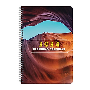 Dated 2024 Week at a Glance Annual Planner Courage - Small (5.5 x 8.5 Inches) - Daily Lines, Monthly Space, Yearly Calendars. Calming Lagoon. Organizer, Life Planner