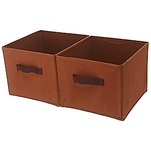 Amelitory Storage Bins Foldable Cube Organizer Fabric Drawer Set of 2 Coffee