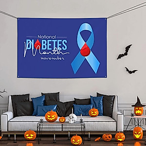 in November Diabetes Awareness Month Backdrop Banner Holiday Decoration Photo Booth Background Tapestry Decor Supplies for Party Home Office 47 * 71 Inches