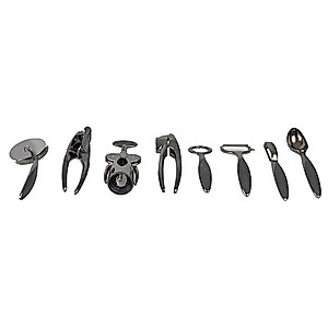 Home Basics Nova Collection Zinc Can Opener, Food Grade, Ultra Sharp Cutting Tool with Smooth Grip, Easy to Use, Store and Clean, Black Onyx