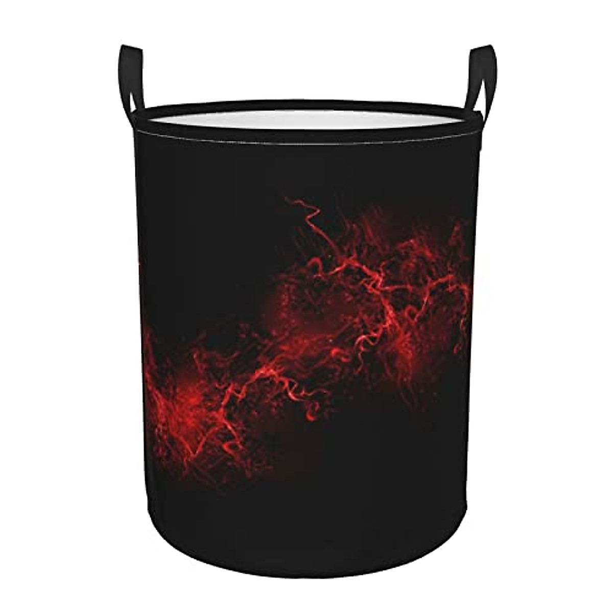 Round Single Explosion Burst Red Black Dirty Laundry Hamper,Storage Bin Organizer Laundry Hamper Portable Laundry