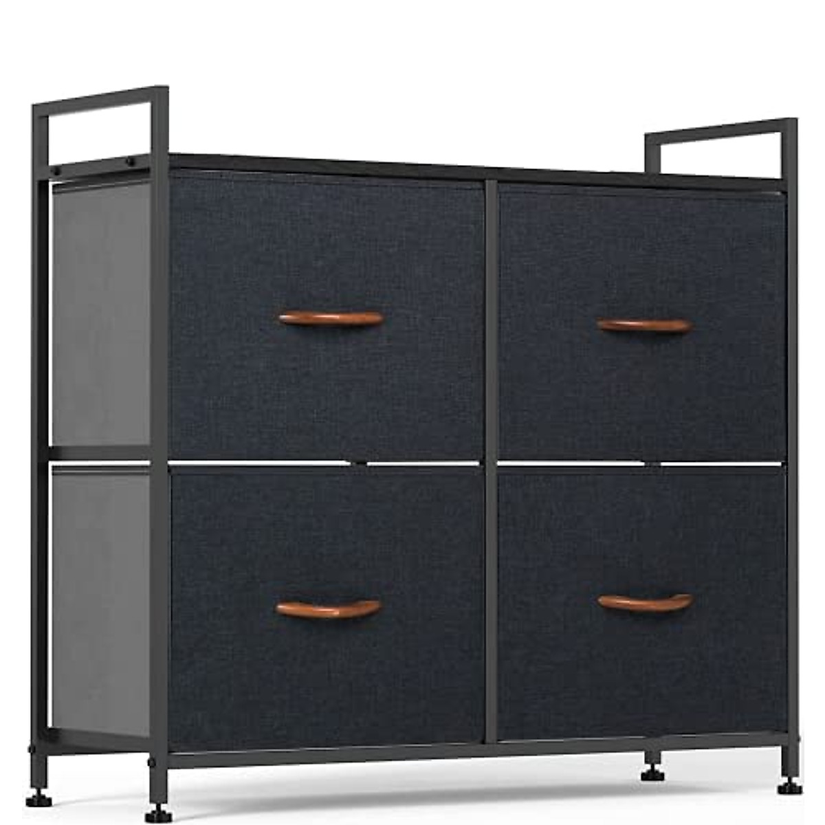 WAYTRIM Dresser for Bedroom with 4 Drawers, Wide Storage Drawer Organizer, Wide Chest of Drawers for Bedroom, Hallway, Entryway, TV Stand with Steel Frame&Wood Tabletop - Dark Indigo