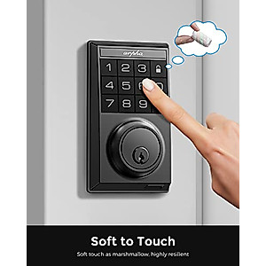 ARPHA Electronic Keypad Deadbolt, Keyless Entry Door Lock with Keypads, Deadbolt Smart Lock, Large Button, Auto Lock, Easy Installation, Black