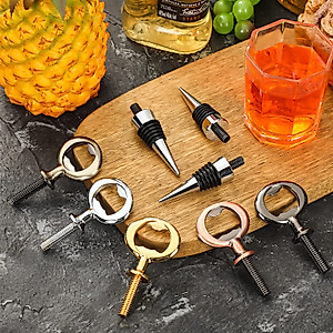 10 Pcs Metal Wine Stopper and 5 Pcs Blank Stainless Steel Bottle Opener Chrome Bottle Stopper Bottle Opener Inserts Set Hardware for Wedding Wine Party Wood Turning DIY Project Craft (Mixed Color)