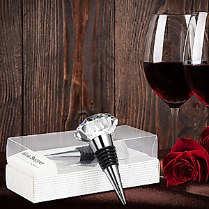 12 Pieces Wine Beverage Bottle Stopper Corks Reusable Diamond Plug Wine Corks for Wine Bottles Crystal Bottle Stopper for Wine Decorative Accessories with Individual Present Box
