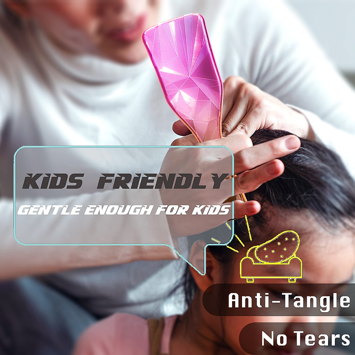 WYNK Hair Brush Detangler for Adults & Kids，Detangling Comb Hair Styling Tools & Appliances for Natural/Wavy/Curly/Coily/Wet/Dry/Oil/Thick/Straight/Long Hair (2 Pack, Tender Green&Pink)