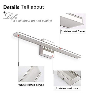 BRIVOLART LED Vanity Lights, 24 Inch 14W Cool White 6000K LED Bathroom Bedroom Vanity Light Fixtures Modern Chrome Bathroom Vanity Lights for Mirror