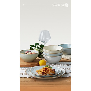 Famiware Jupiter Dinnerware Set, Plates and Bowls Sets for 4, Microwave and Dishwasher Safe, Scratch Resistant, 12 Pieces Dishes Set, Multi-color