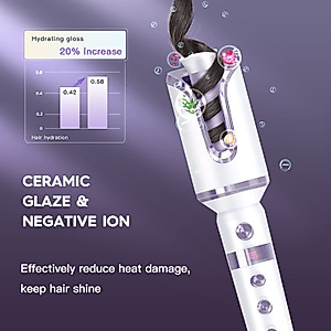 Auto Hair Curler, Automatic Curling Iron Wand with 1" Large Rotating Barrel & 6 Temps & 3 Timer Settings, Curling Iron with Dual Voltage, Auto Shut-Off, Fast Heating Spin Iron for Hair Styling