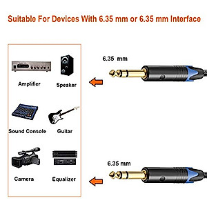 tisino 1/4 inch TRS Cable, Quarter inch 1/4 TRS to TRS Balanced Stereo Audio Cable Male to Male Pro Interconnect Cable, Nylon Braid - 3 FT