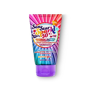 Seastar Sparkle - Rainbow Party Cake Scented Glitter Sunscreen - SPF 50 - Biodegradable Sunscreen, Kids, Water Resistant, Glitter lotion, Cruelty Free, Kids Lotion, Made in USA, 3.4oz