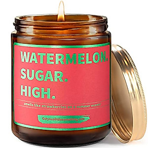 Watermelon Sugar High - Handmade Natural Soy Candle - Harry Styles Candle - Harry Merch - Harry S One Direction Present Idea Music Themed Gift for Fans