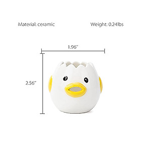 LuoCoCo Cute Egg Separator, Ceramics Vomiting Chicken Egg Yolk White Separator, Practical Household Small Egg Filter Splitter, Kitchen Gadget Baking Assistant Tool, Dishwasher Safe (Yellow)