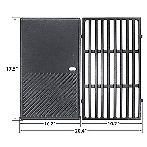 Hisencn 69866 Grill Warming Rack, 7637 Grill Cooking Grate Griddle Replacement Part Weber Spirit I & II 200 Series, Spirit E210, Spirit S210, Spirit E220, Spirit S220 with Front Control