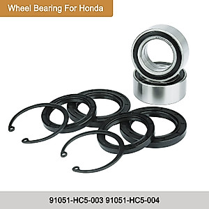 MINSTAR Wheel Bearing Fits For Honda TRX420 2007 2008 2009 2010 2011 2012 2013 2014 Replaces # 91051-HC5-003 91051-HC5-004 2Pcs, Dust Seal (40X58X7) 2Pcs Oil Seal (38X50X6) 2Pcs, Circlip (50MM) 2Pcs.