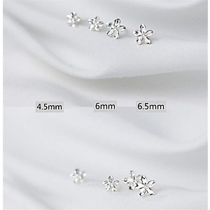Dtja 3 Pairs Tiny Flower Stud Earrings Sterling Silver Set for Women Girls Cute Cartilage 20g Studs Tragus Post Pin Hypoallergenic Piercing Body Jewelry Christmas Valentine's Day Birthday Gifts