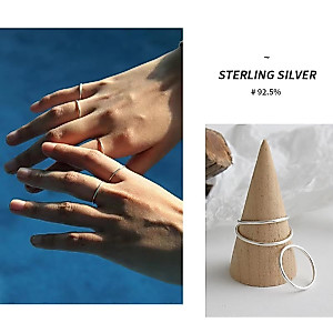 CANDYFANCY 925 Sterling Silver 1.2mm Stacked Midi Thin Rings for Women Knuckle Ring Band Stacking Ring Set Size 2.5-8.5 (Silver 8 Pcs)