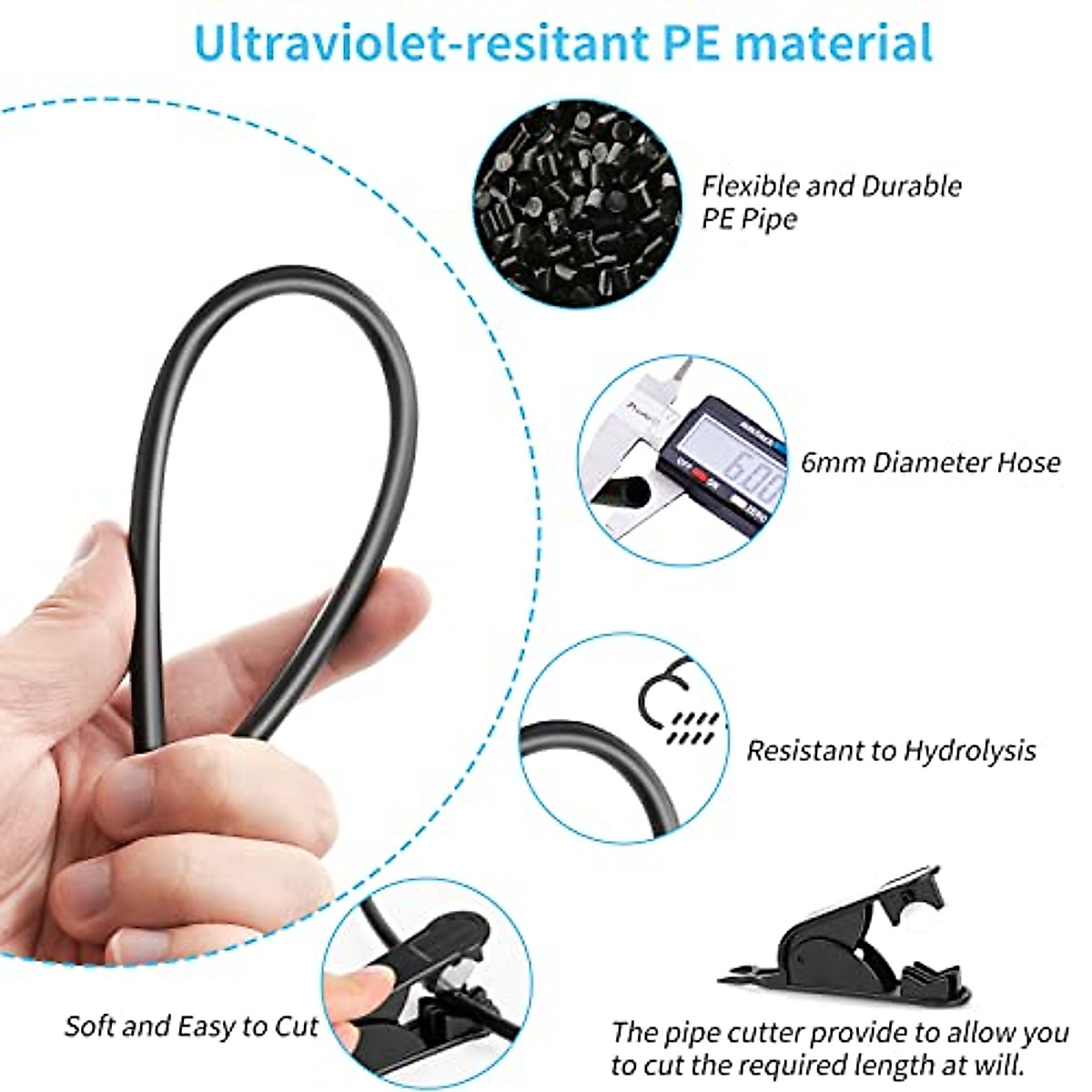 Diivoo Misters for Outside Patio 50FT, Misting System for Cooling Outdoor, Water Mister with 15 Brass Mist Nozzles, DIY Mister System for Cooling Patio, Garden, Greenhouse, Trampoline, BBQ Party