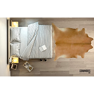 Natural Genuine Cowhide Area Rugs Solid Beige (Medium - 6 FT x 6.5 FT)