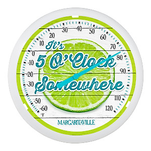 La Crosse 5 O'Clock Somewhere 13.25-inch Cheeseburger in Paradise Margaritaville Analog Dial Thermometer, Multi