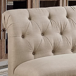 Rosevera Avondale Upholstered Tufted Fine Polyester Chair Loveseat Bench with Armless Design Easy Assembly for Living Room Bedroom, Beige Sofa