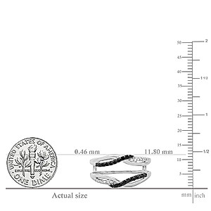 Dazzlingrock Collection 0.25 Carat (ctw) Round Black & White Diamond Twisted Swirl Double Guard Wedding Band for Women in 14K White Gold, Size 6.5