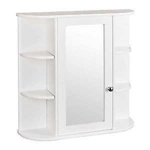 GeRRiT Home Bathroom Wall Mount Cabinet Storage Shelf Over Toilet w/Mirror Door, White, RXER001