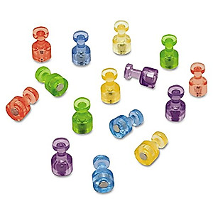 Quartet Assorted Colors Magnetic Pushpins, 1 1/2" Diameter, Assorted Colors, Pack of 20