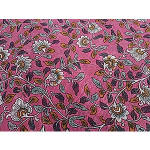 100% Silk Chiffon Floral Printed Fabric Watermelon Pink 44" Wide by The Yard…