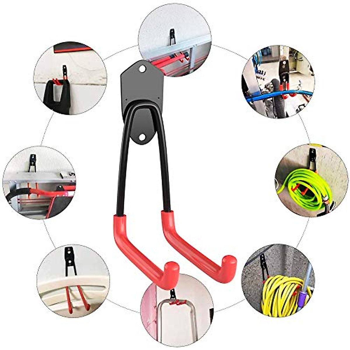 TORACK Garage Hooks Heavy Duty, 15 Pack Wall Mount Steel Utility Hooks&Hangers, Anti-Slip Rubber Coated, Garage Storage Organizer for Garden Tools, Power Tools, Ladders, Brooms, Bikes, Bulk Items