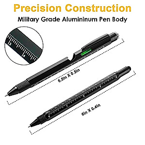 ATDIAG Cool Gadgets Stocking Stuffers for Men Dad Him Christmas Birthday Gifts Who Have Everything, 2Pcs Multi-tool Pens Metal Set for Men, 9 in 1 Aluminum Multi Tool Pen Ruler Light