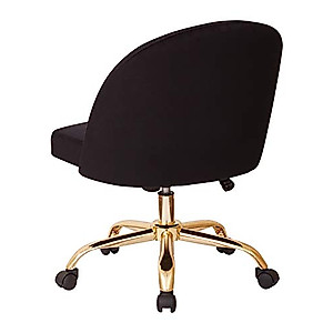 OSP Home Furnishings Layton Mid-Back Adjustable Office Chair with 5-Star Base, Gold Finish and Black Velvet