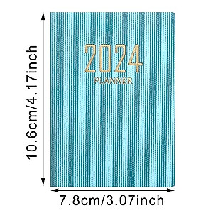 2024 Planner Notebook A7 Planning Notebook Calendar Double PU Leather Cover Journals Notebook Notepad for Work Supplies Stationery Organizer (Beige, One Size)