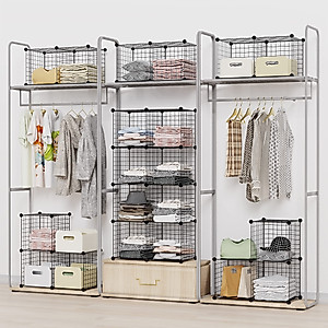 HOMIDEC Closet Organizers and Storage, 12 Storage Cubes, Wire Cube Storage DIY Room Storage Shelf for Garment Racks, Closet, Wardrobe