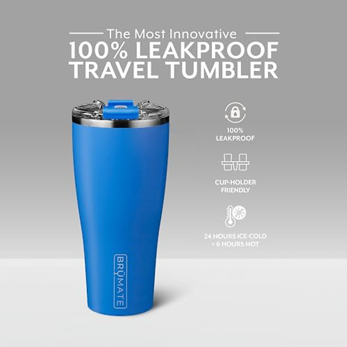 BrüMate Nav XL 32oz 100% Leak Proof Insulated Travel Tumbler with Magnetic BevLock™ Lid - Double Wall Cup-Holder Friendly Stainless Steel Mug (Azure)