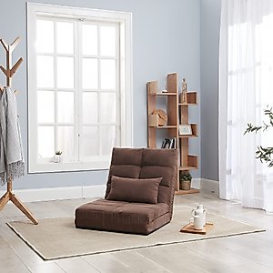 Triple Fold Down Sofa Bed, Adjustable Floor Couch Sofa with One Pillow, 5 Reclining Position, Convertible Upholstered Guest Sleeper，Adjustable Foldable Modern Leisure Sofa Bed Video Gaming Sofav