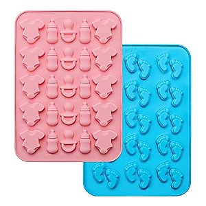 Webake Baby Feet Mold Baby Onesie Baby Bottle Pacifier Molds, Bite Size Silicone Chocolate Candy Molds Gummy Mould for Baby Shower Party Cake Decoration Cupcake Topper