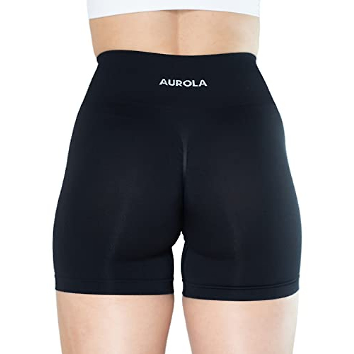 AUROLA Dream Collection Women Workout Shorts High Waist Gym Shorts, Scrunch Butt Seamless Athletic Shorts,Dark Black,S