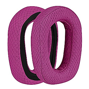 Geekria Comfort Mesh Fabric Replacement Ear Pads for Logitech G435 G335 Headphones Ear Cushions, Headset Earpads, Ear Cups Repair Parts (Red)