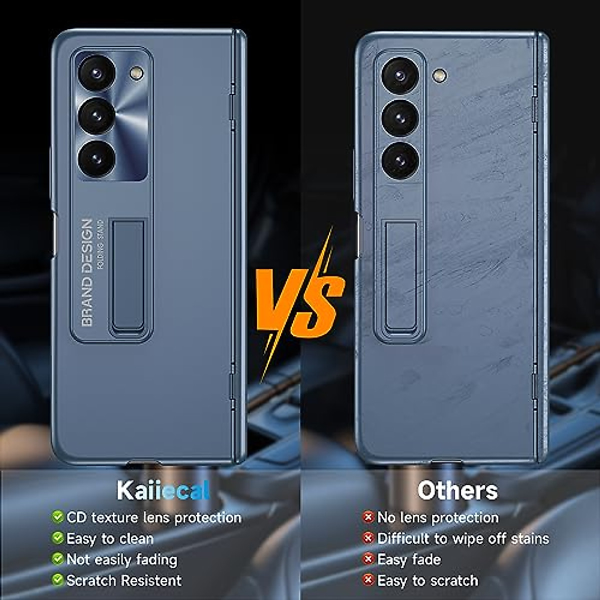 for Samsung Galaxy Z Fold 5 Cover: Lightweight Stylish Soft Phone Kickstand Case - Hinge Protection Slim Protective Phone Case for Samsung Z Fold 5 5G 2023 - Blue