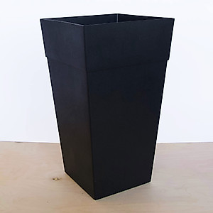 Bloem Tall Finley Tapered Square Planter: 25" - Black - Matte Textured Finish, 100% Recycled Plastic Pot, for Indoor and Outdoor Use, Gardening, 9 Gallon Capacity