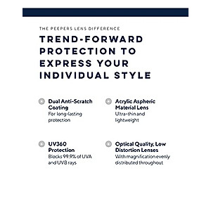 Peepers by PeeperSpecs Women's Skinny Mini Rectangular Reading Glasses, Blue, 48 + 2.25