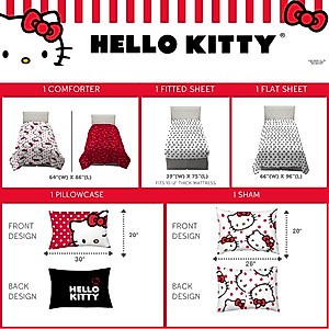 Franco Sanrio Hello Kitty Polka Dot Bedding 5 Piece Super Soft Comforter and Sheet Set with Sham, Twin, (100% Official Licensed Product) Collectibles