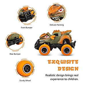 SLHFPX RC Toys for 4-5 Year Old Boys Dinosaur Remote Control Cars, Mini Dino Cars for Kids Toys Age 3-6 RC Race Trucks, 2021 Monster Truck for Toddlers Birthday Gifts (Orange)